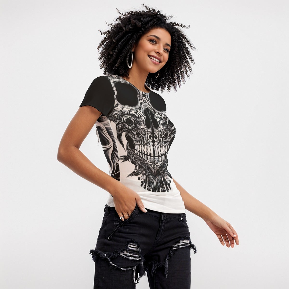 OTEKA Black and White Rave Skull Mesh Top – Pulseblack